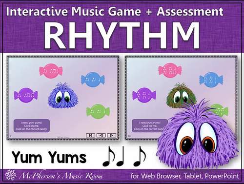Rhythm Syncopation Syncopa Interactive Music Game + Assessment {Yum Yums}