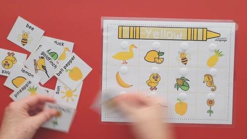 Yellow Object Matching Activity, Match and Label, Adjective-Noun Phrases