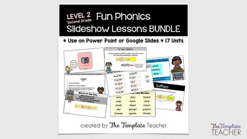 Second Grade Phonics Slideshow Lessons - Unit 4 by The Template Teacher