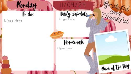 Pop Singer Morning Slides Canva Template by Mrs Villagras Resources