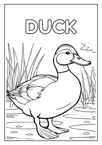 Duck Coloring Art , for Kids , ColorfulCreativity , PreschoolArt, 21x29 ...