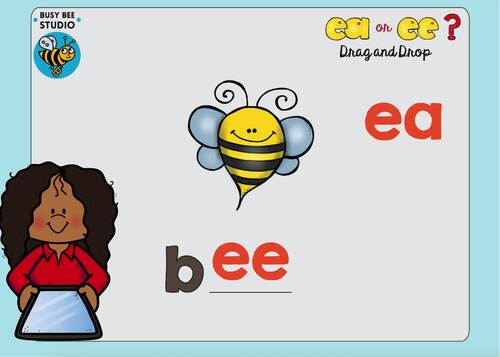 EA EE Long E Vowel Teams Boom Cards by Busy Bee Studio | TPT