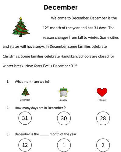 December Reading Comprehension Special Education by ALL ABOUT SPED with ...