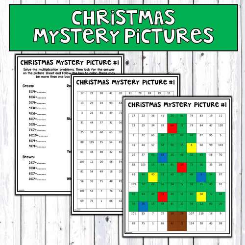 Christmas Math Mystery Pictures Multiplication | Color By Number by ...