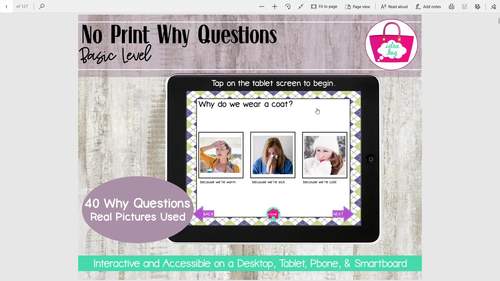 No Print Why Questions with Real Pictures (Speech, Special Ed) Distance ...