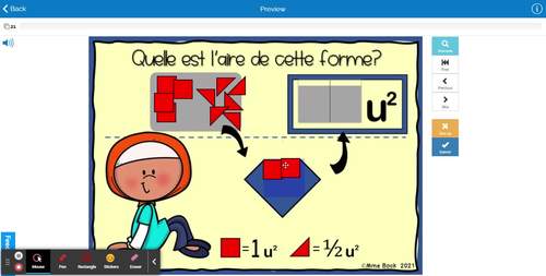 BOOM Cards: Je mesure l'AIRE (en 1/2 et unités carrées) by Mme Bock