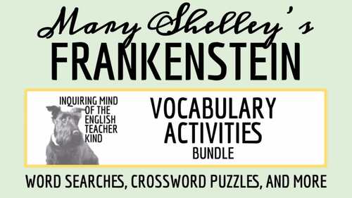 Frankenstein by Mary Shelley Vocabulary Games and Activities Bundle for ...