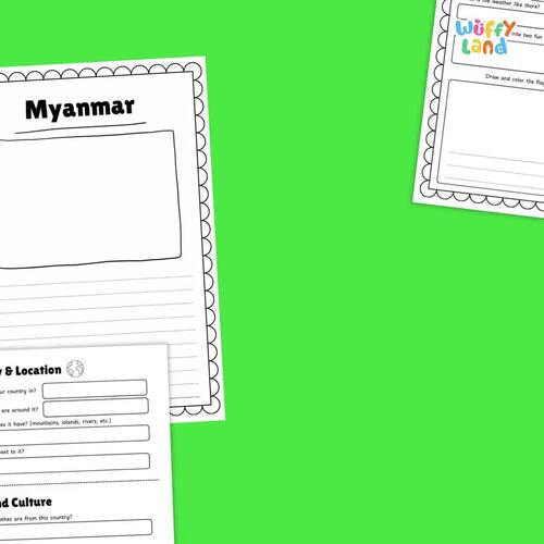 Myanmar Country Research Project | Southeast Asia Geography Worksheets ...