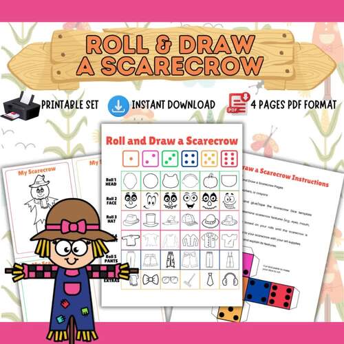 Roll & Draw a Scarecrow | Fall Party Games | Dice Game | Fall Kids ...