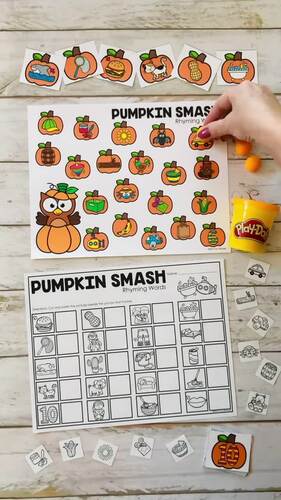 Fall CVC Rhyming Words - Fall Rhyming Pictures Smash Game - Picture Rhymes