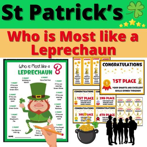 St Patricks Day Game Who is Most Like a Leprechaun Bonus Awards by ...