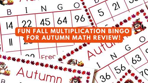 Fall Multiplication Bingo Math Review Game 3rd 4th 5th Grade Autumn ...
