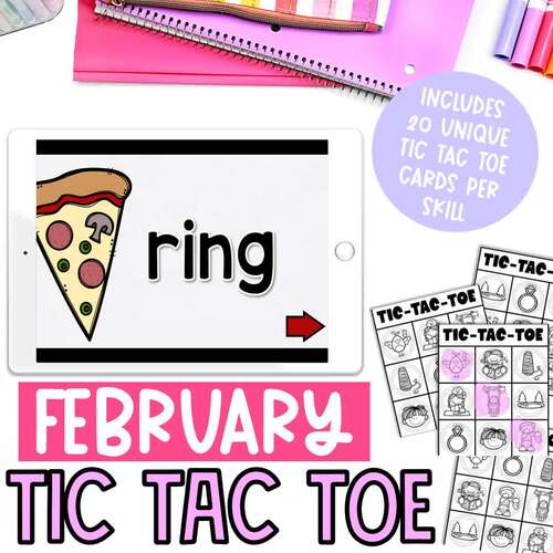 Kindergarten February Tic Tac Toe Center by The Kinderhearted Classroom