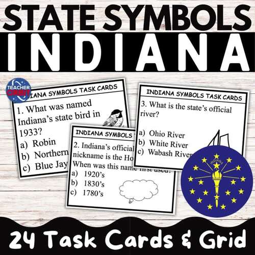 Indiana State Symbols Task Cards State Government Social Studies ...