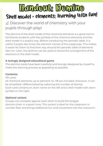 Domino Shell Model Learning The Atomic Model With Fun Chemistry