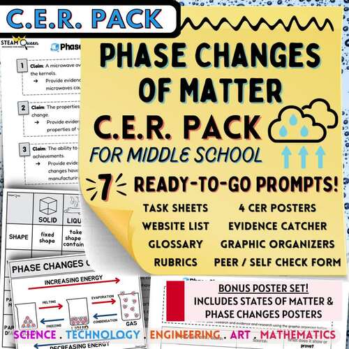 CER Phase Changes Scientific Arguments Toolkit Middle School #freshstart23