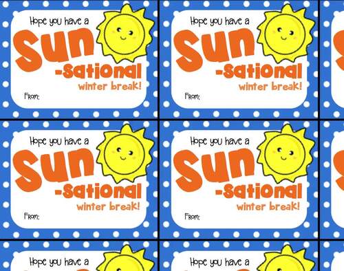 Sun Chips Christmas/Winter Holiday Gift Tag- Hope you have a Sun ...
