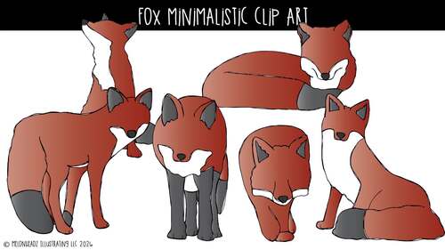 Fox clip art, Minimal Style Mini by Melonheadz Clipart | TPT