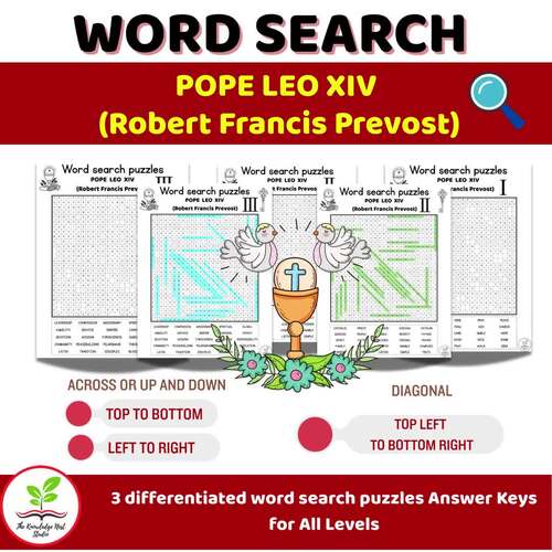 Pope Leo XIV Word Search Puzzles ,Pope Robert Francis Word Search Puzzles