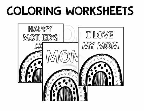 Printable Rainbow Theme Mother's Day Coloring Pages, Editable Coloring ...