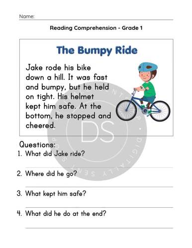 Reading Comprehension Grade 1 - 2 Worksheets Set 6 | 25 Short Stories ...
