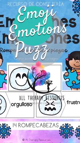 SPANISH VERSION - Emoji Emotions Feelings Puzzles - Social Emotion Learning