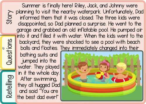 Summer Short Stories Story Elements and Story Retell BOOM Cards Speech ...