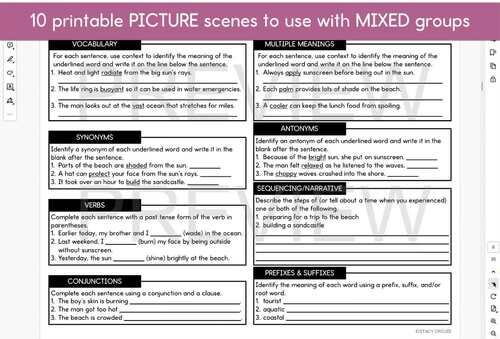 Picture Scenes Speech Therapy Group Activity for Older Students Print ...