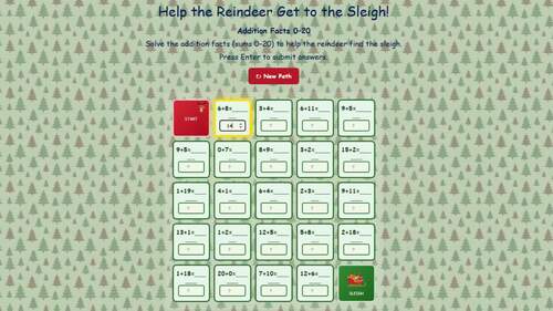 Help the Reindeer! | Addition Facts 0–20 | Digital Math Fluency Game