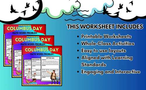 Columbus Day Math Worksheets | Word Problems & Answers|Differentiated ...