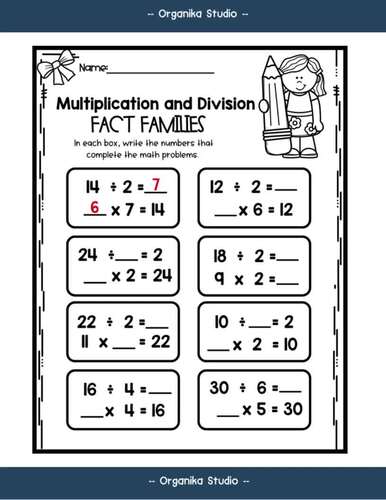 Multiplication and Division Fact Families | Related Facts Worksheets