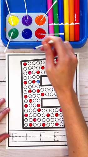Letter E Alphabet Crafts Q Tip Painting Fine Motor Skills by Preschool ...