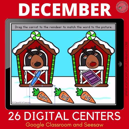 December Digital Centers for Kindergarten - Math & Literacy | Distance ...
