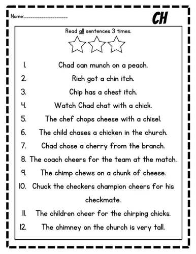 Digraph Decodable Sentences ch sh th wh ng nk by Ladybug Lane Creations