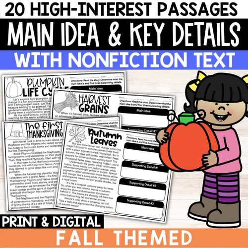 Fall Main Idea and Supporting Details Activities / Key Details | TPT