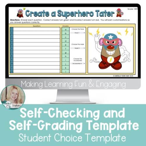 Commercial Create a Superhero Tater Self-Checking Task Card Template ...