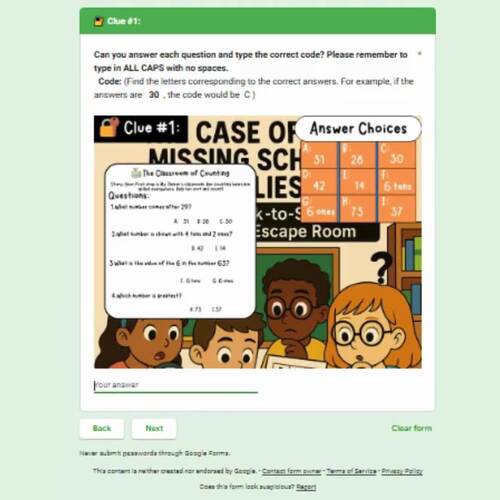 2nd Grade Back-to-School Math Escape Room | Beginning of Year Mystery Game