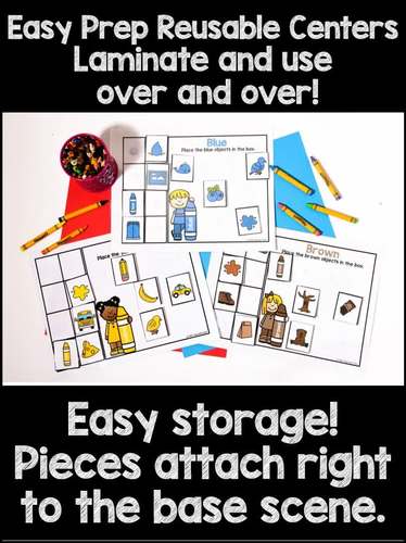 Errorless Colors Centers and Cut and Paste Worksheets for Special ...