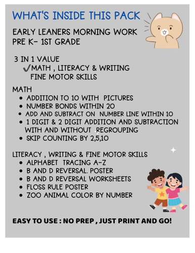 Easy Morning Meeting Kindergarten Bundle|Math, Literacy and Fine Motor ...