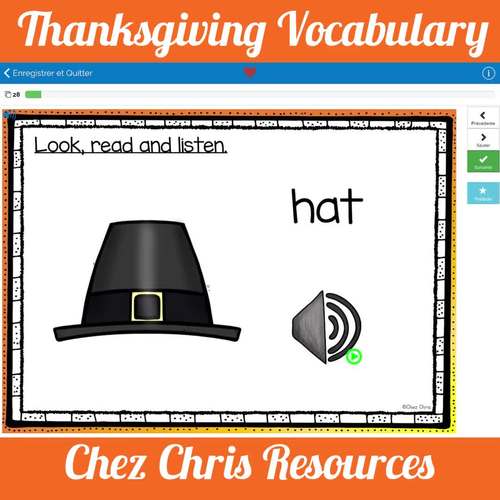 Thanksgiving Vocabulary with Boom™ Cards: Look, Listen and Read ! Deck 1