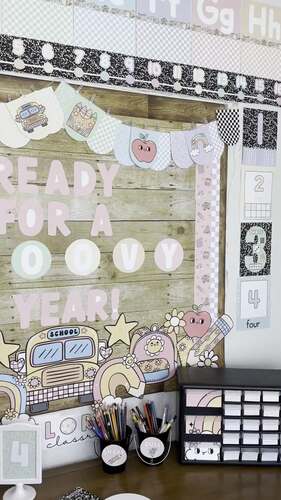 Groovy Brights Classroom Decor Bundle – Composition and Checkerboard