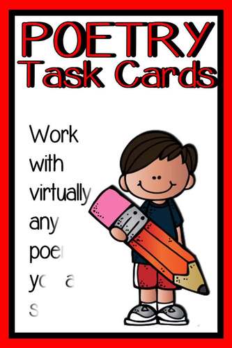 POETRY TASK CARDS Poetry Elements Figurative Language by Barbara Evans