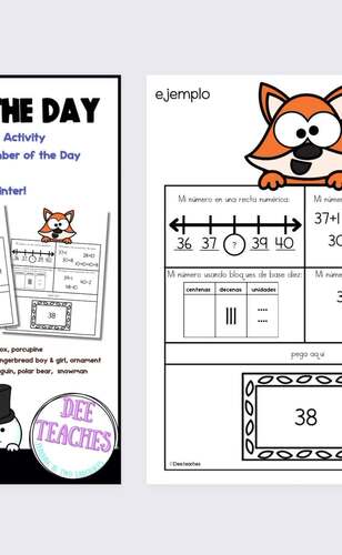 Bilingual Math: Name collection box & Number of the day Spanish & English