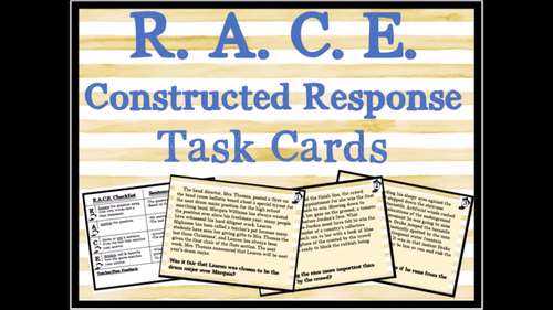 RACE Constructed Response Task Cards with Mini Writing Rubric (Lexiles ...