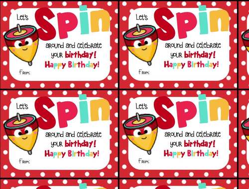 Spinning Top Toy Birthday Gift Tag-Let's Spin around and celebrate your ...