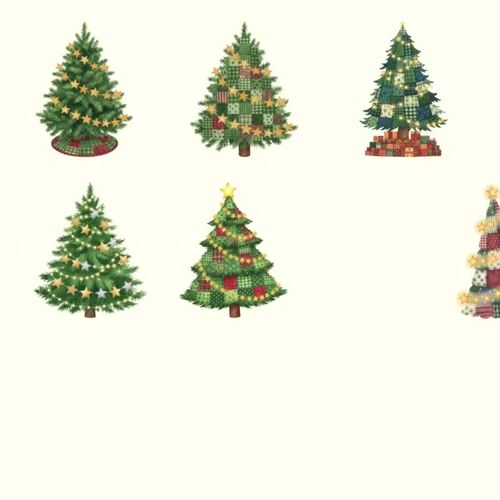 Star Garland Tree PNG • 18 Digital Clipart Files • Transparent Background