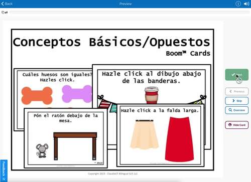 Basic Concepts/Opposites in Spanish! - Boom™ Cards | TPT