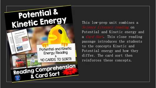 Potential and Kinetic Energy, Science Literacy, Card Sort, NGSS, CCSS