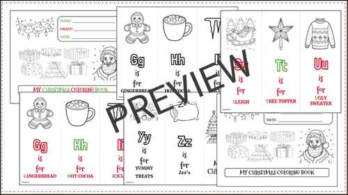 Christmas ABCs (Alphabet) Coloring Pages for Toddlers, Preschool ...