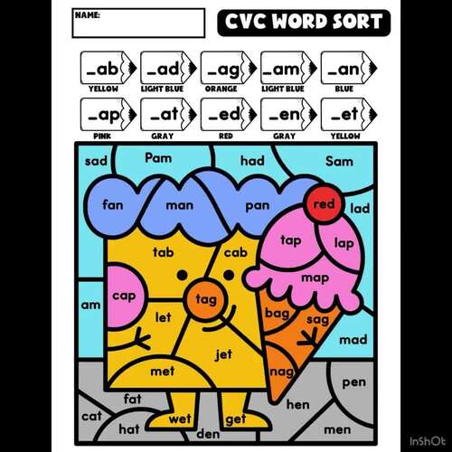 Spring Themed CVC Word Families Coloring Activities by Serendipity Math ...